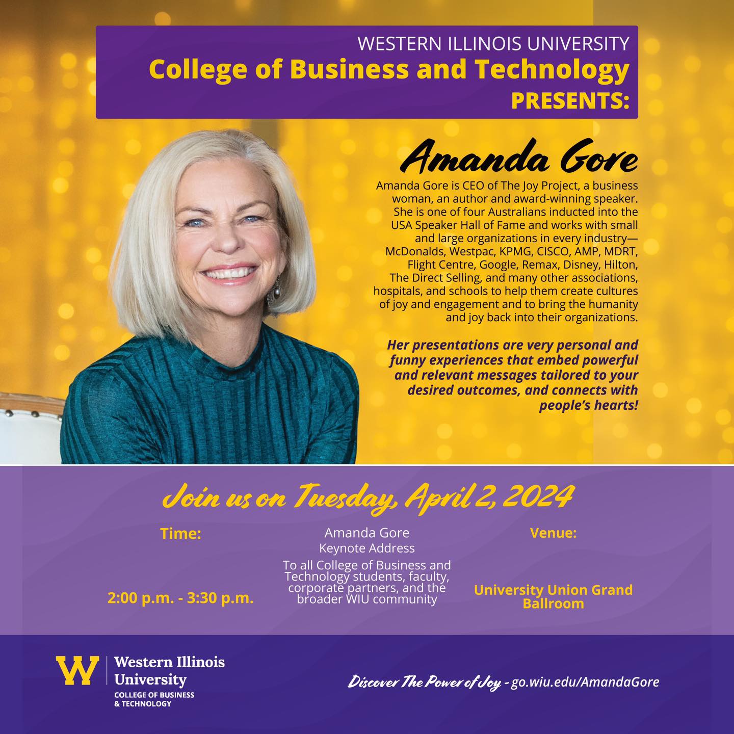 Western Illinois University CBT to Host Keynote Speaker Amanda Gore ...